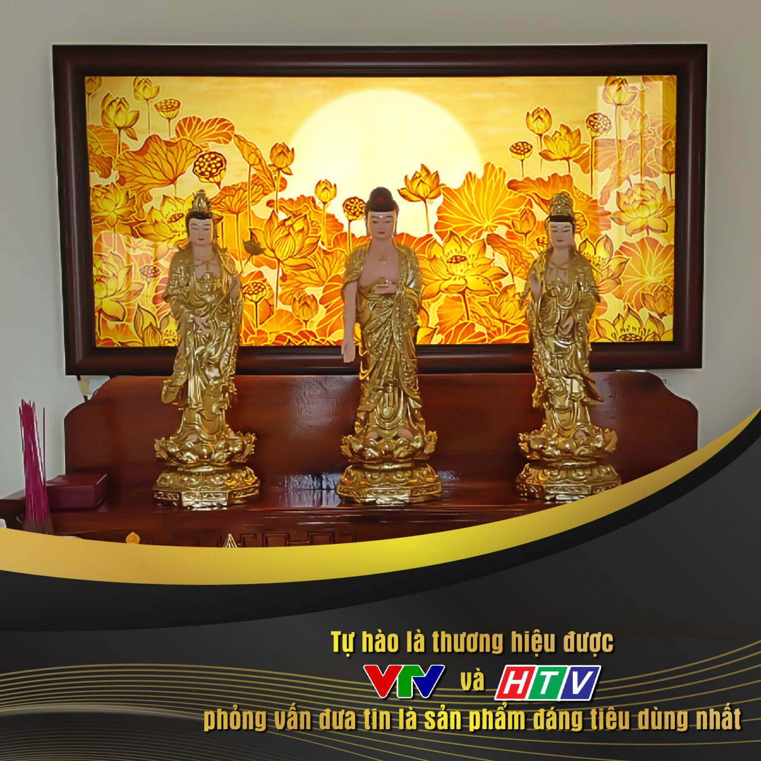 Tranh Trúc Chỉ In Ngang Hoa Sen Và Mặt Trời DecorNow TC90